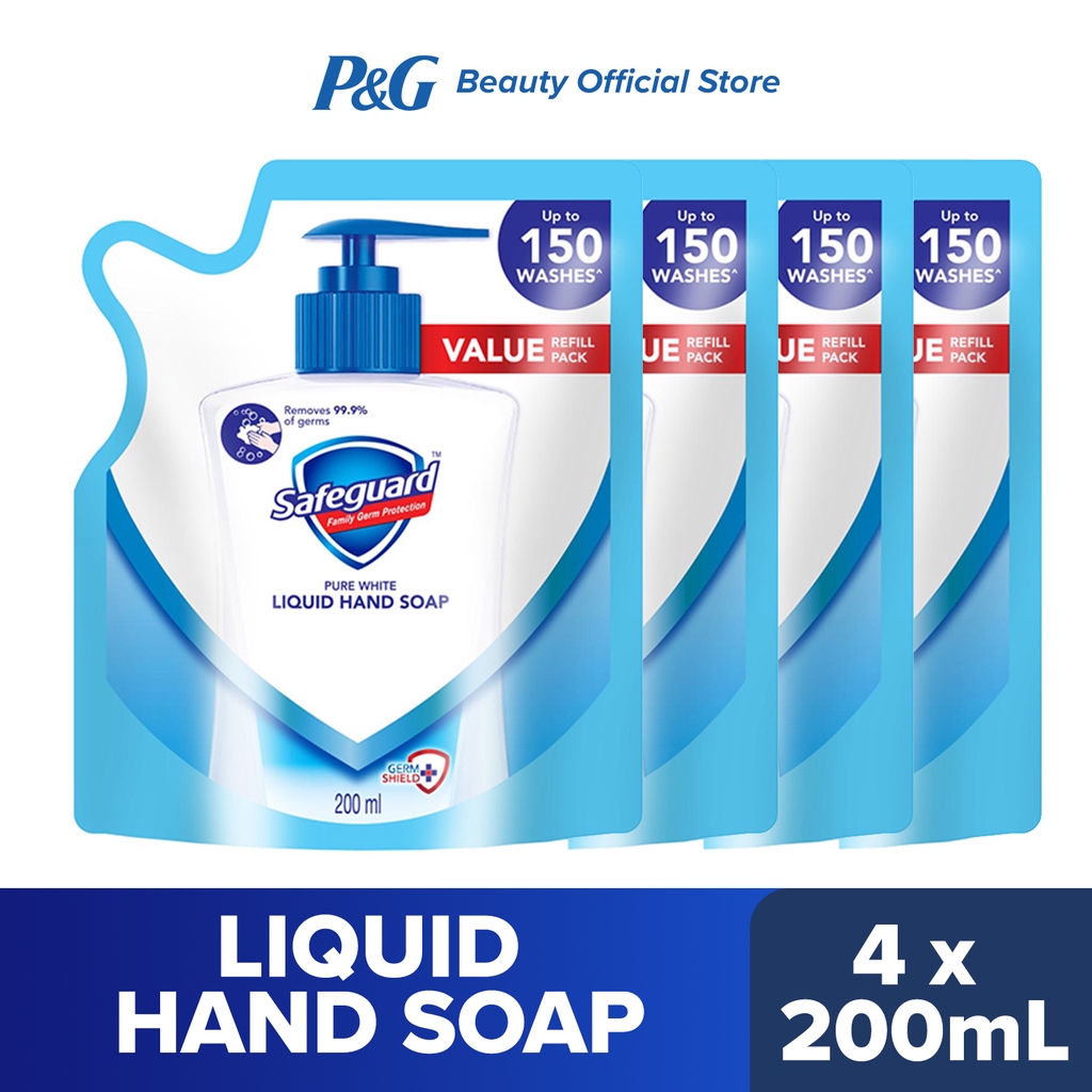Safeguard Liquid Hand Soap Pure White Refill Set Of 4 200ml Shopee