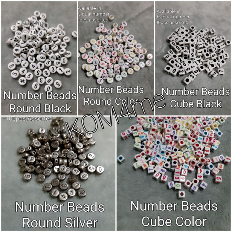 100pcs Number Beads Assorted Round or Cube | Shopee Philippines