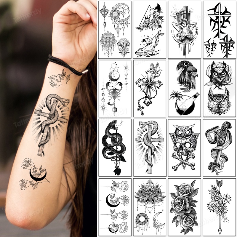 12Pcs/Pack sketch tattoo designs small hand finger armband sleeve ...
