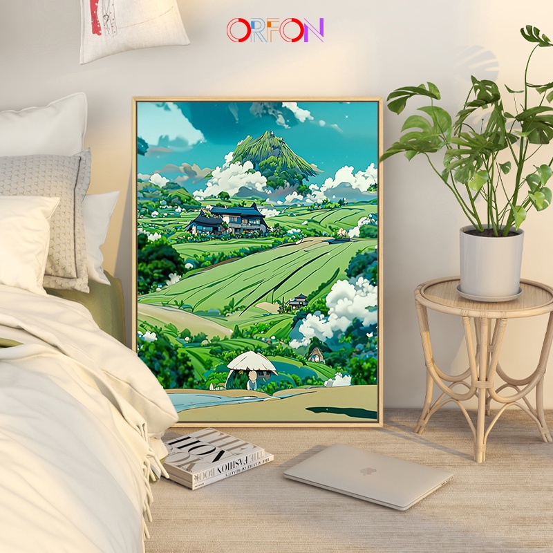 [ORFON] Paint by numbers 40*50 cm DIY frame hand-filled coloring cure Hayao Miyazaki's fresh ...