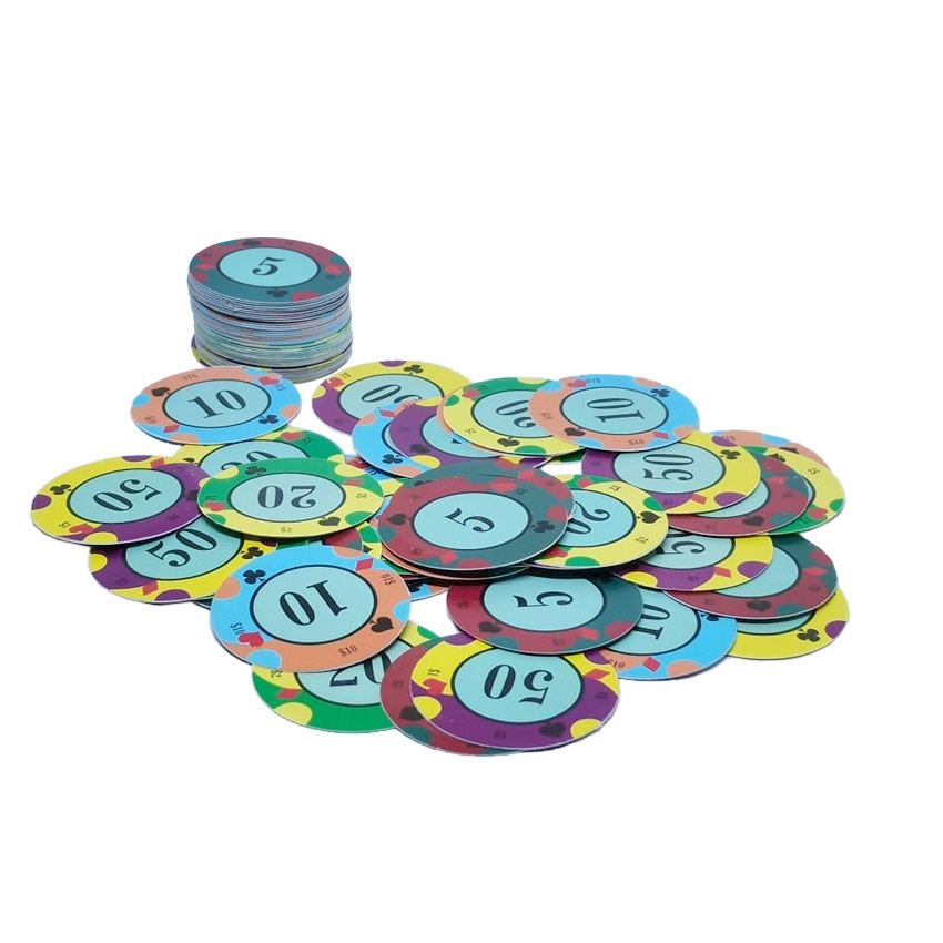 40 Pcs Card Poker Chips Set Printed Plastic Casino Gaming Token Coin ...