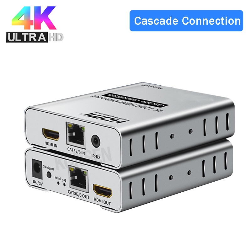 4K 120M HDMI Extender over Cat5e/6 RJ45 Ethernet Cable Support Cascade ...