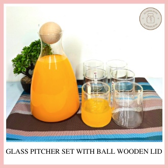[ HOT SALE ] MODERN GLASS PITCHER WITH 6PCS GLASS CUPS / GLASS WATER ...