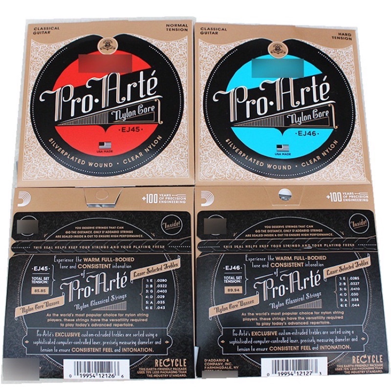 D'addario EJ45/EJ46/EJ49 Pro-Arté Nylon Classical Guitar String Normal ...