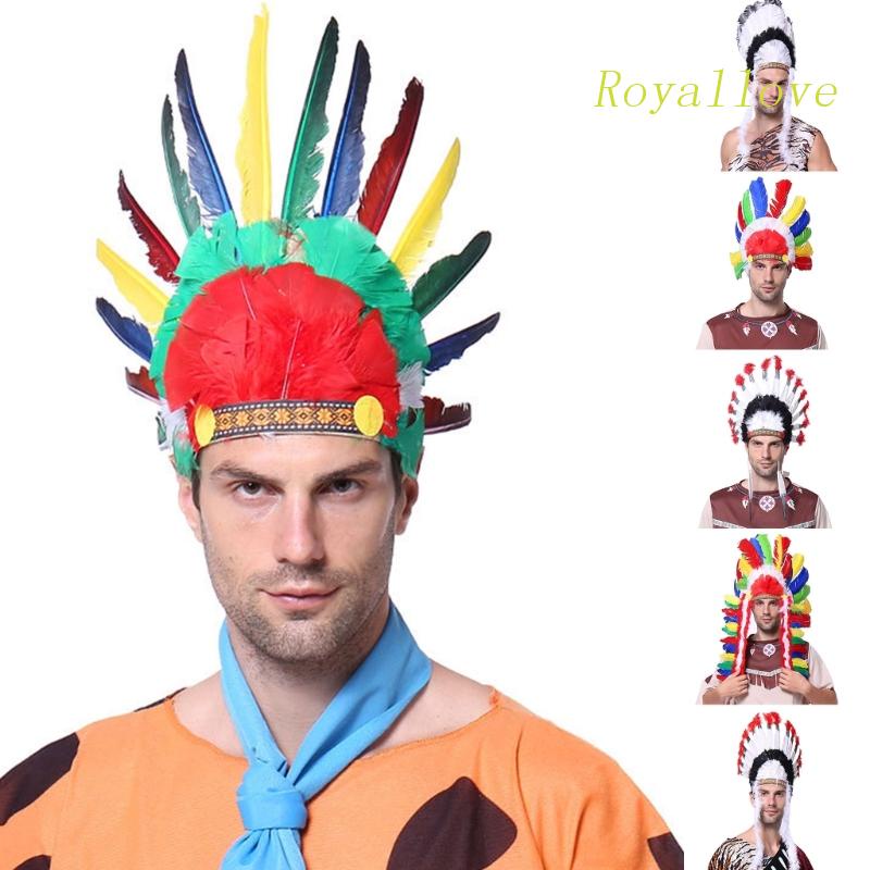 royal Native American Headdress Indian Costume Feather Headband for ...