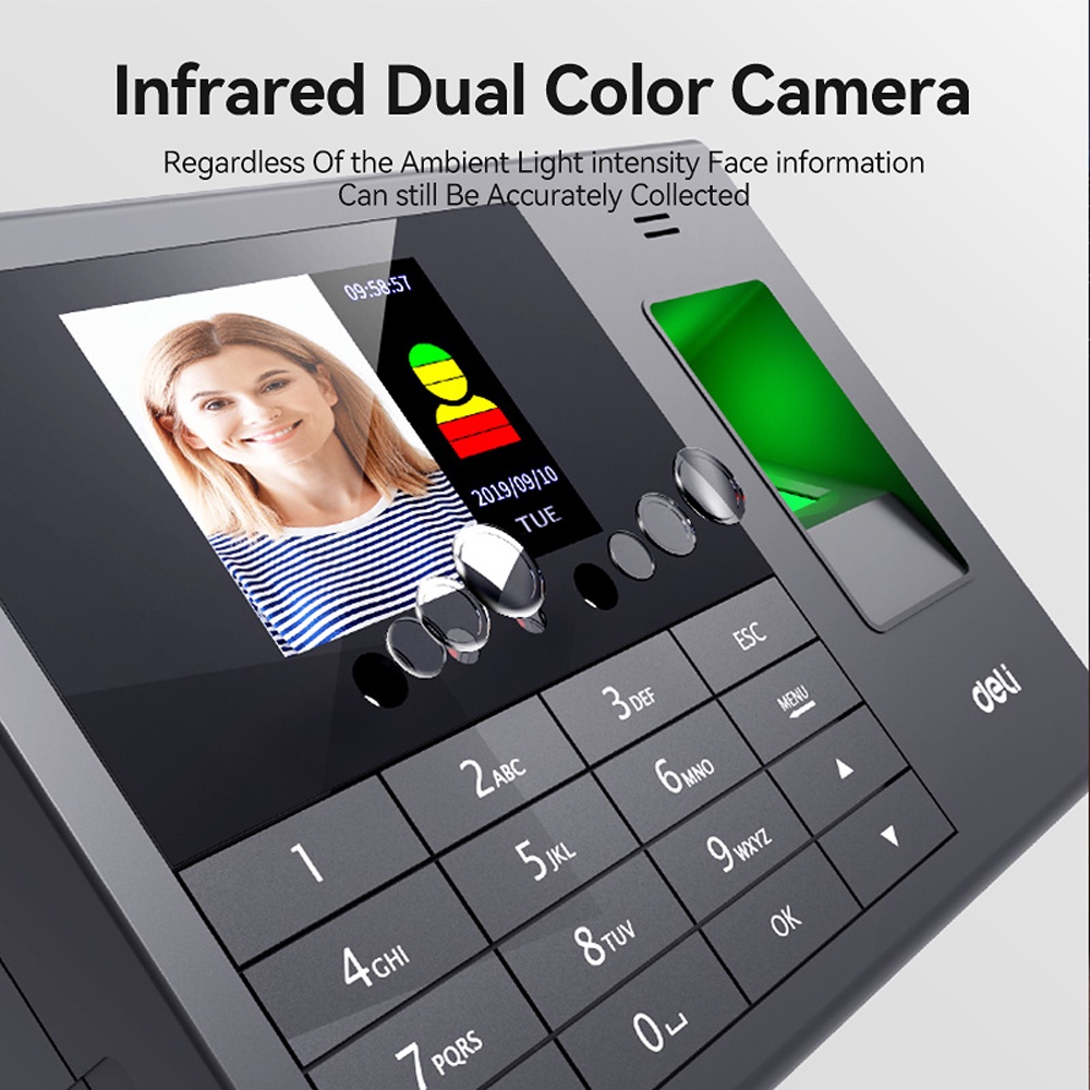 Deli Face Recognition Attendance Machine 2.8'TFT Biometric Scanner Fingerprint Absence Machine ...