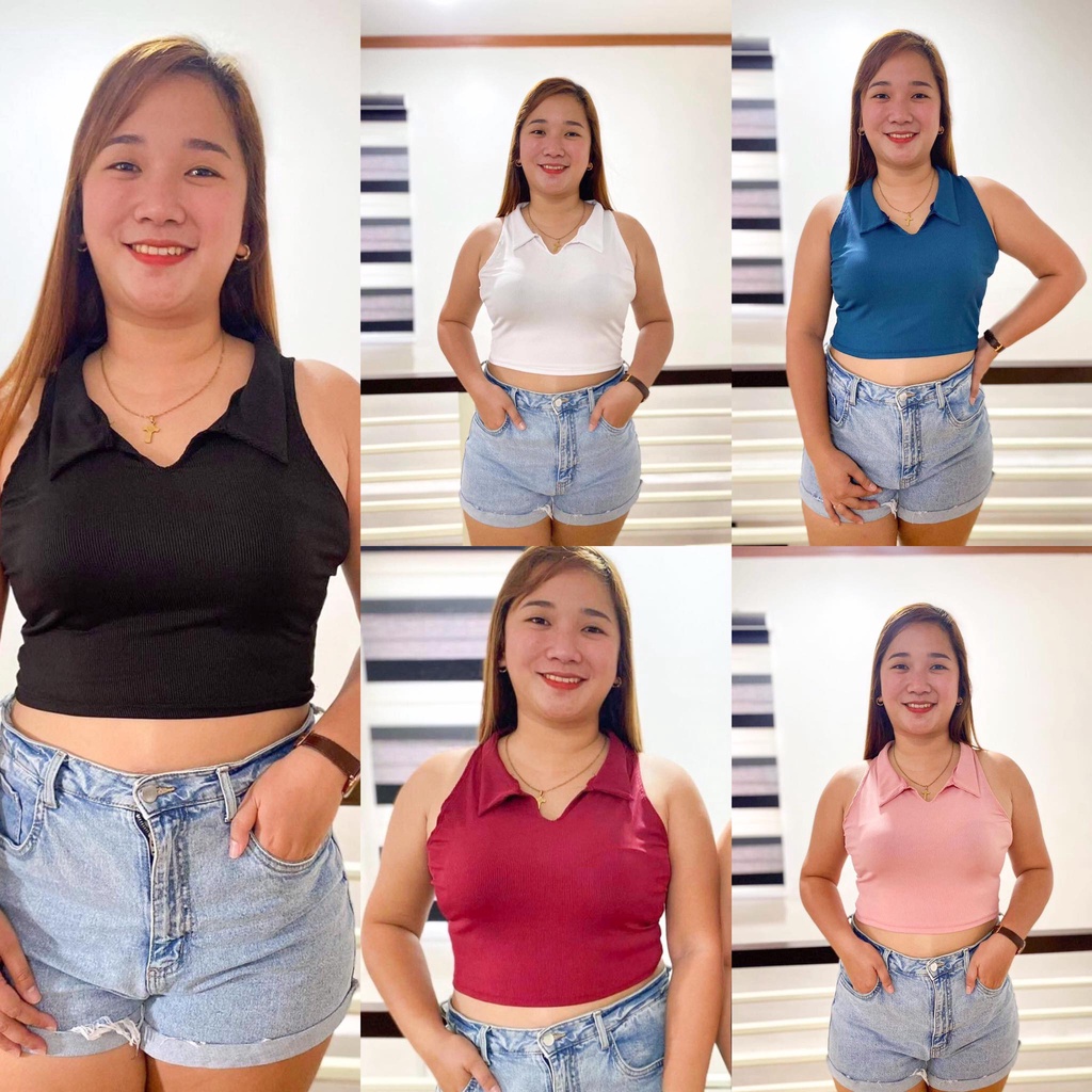 CHLOE CROPTOP WITH COLLAR (PLUS SIZE) | Shopee Philippines