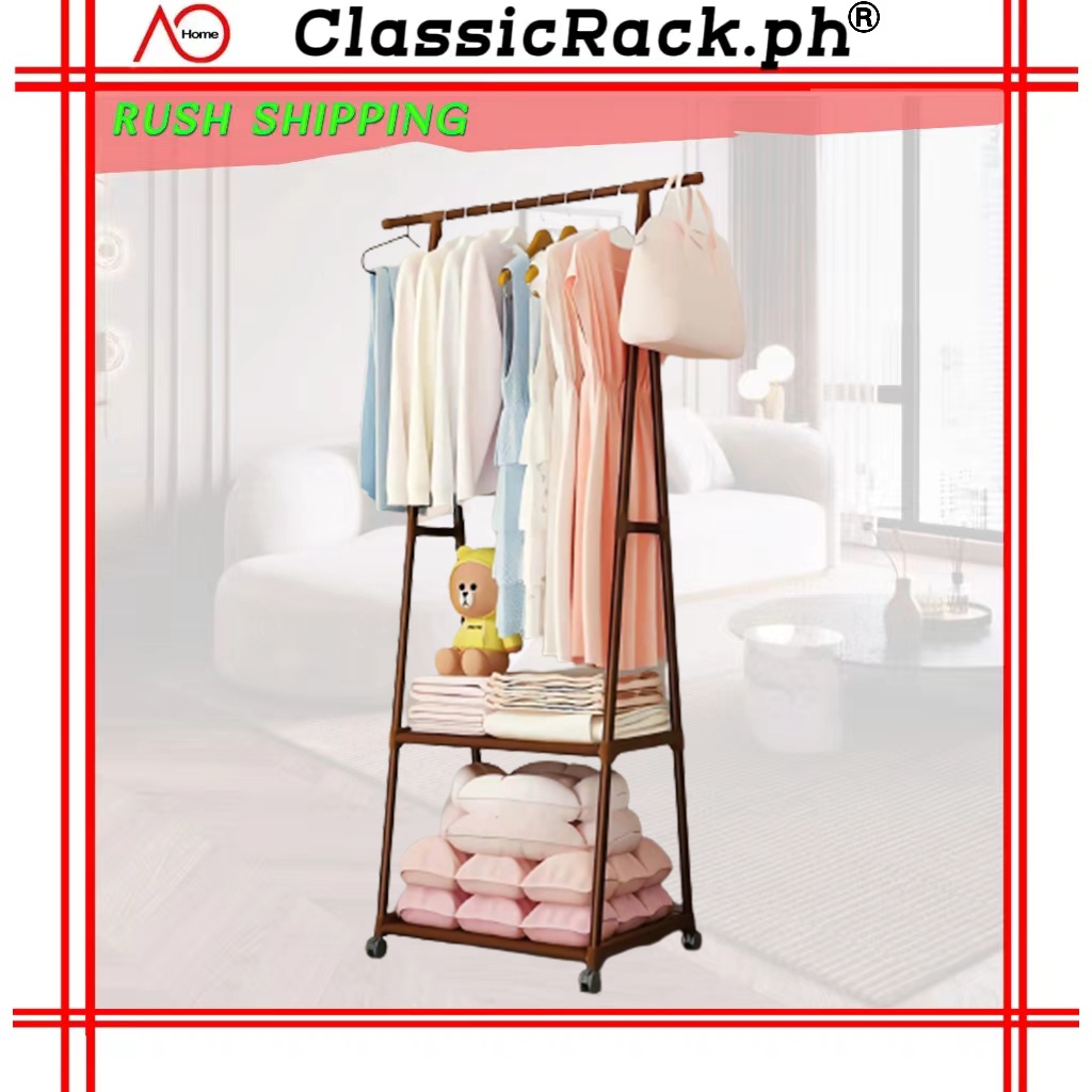 COD Ready Stock Triangle Coat rack floor bedroom multi-function clothes ...