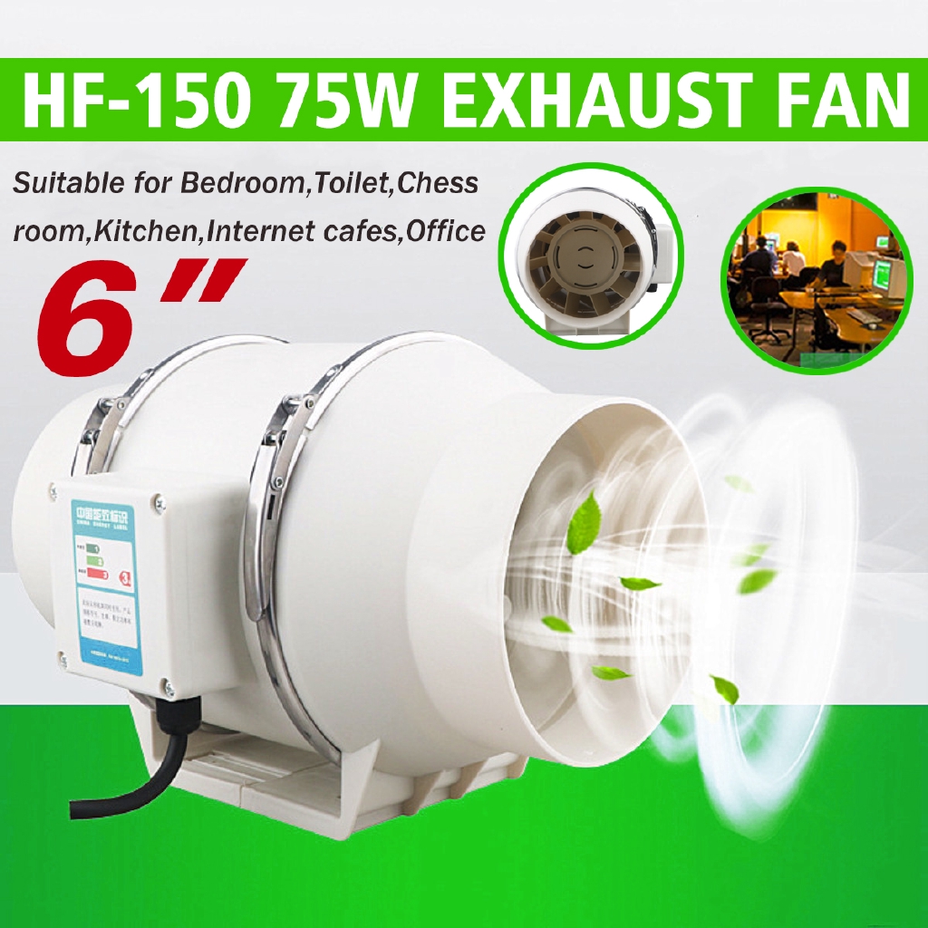 6“ Silent Inline Rotating Duct Fan Booster Exhaust Air Extractor ...