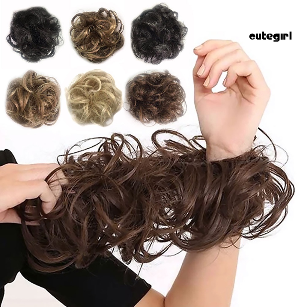 cute1-Women Hair Bun Extension Wavy Curly Messy Wig Wedding Bride ...