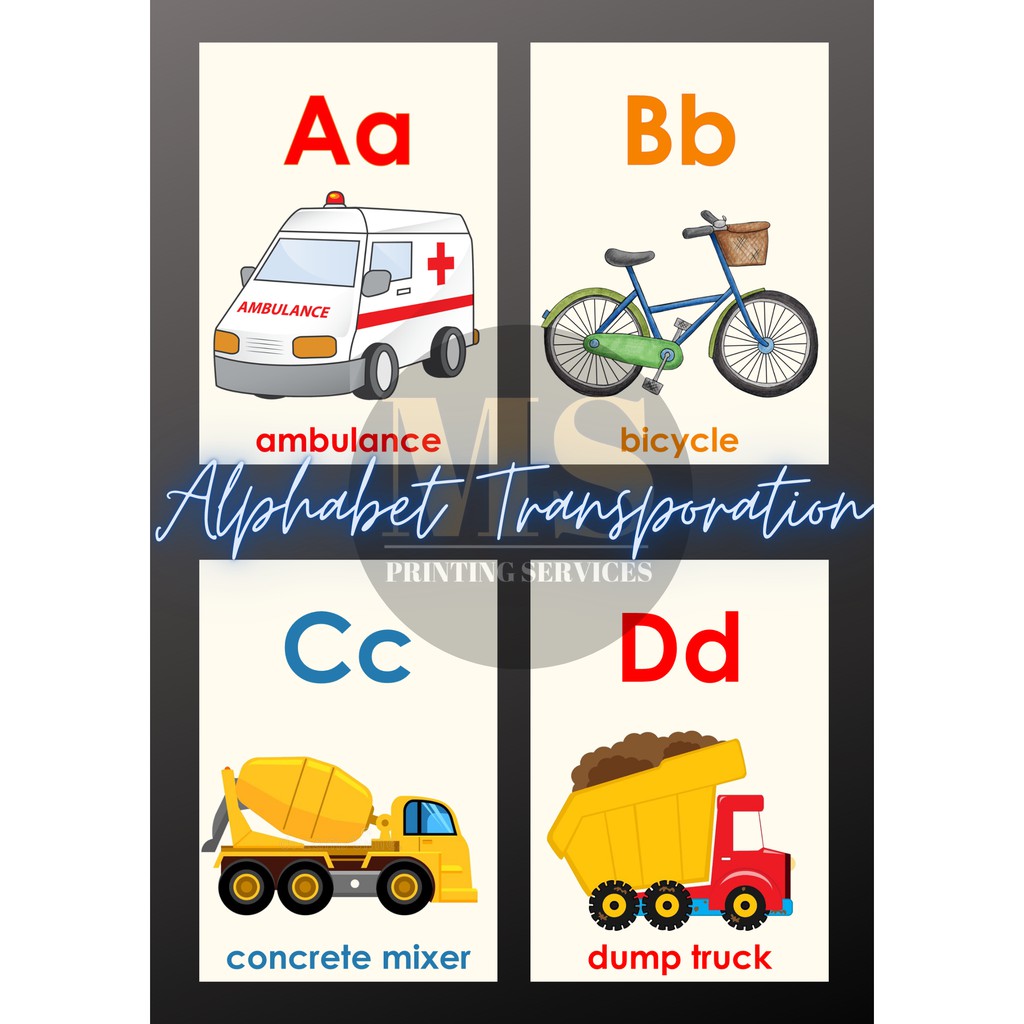 Laminated Flashcards (Alphabet Transportation) | Shopee Philippines