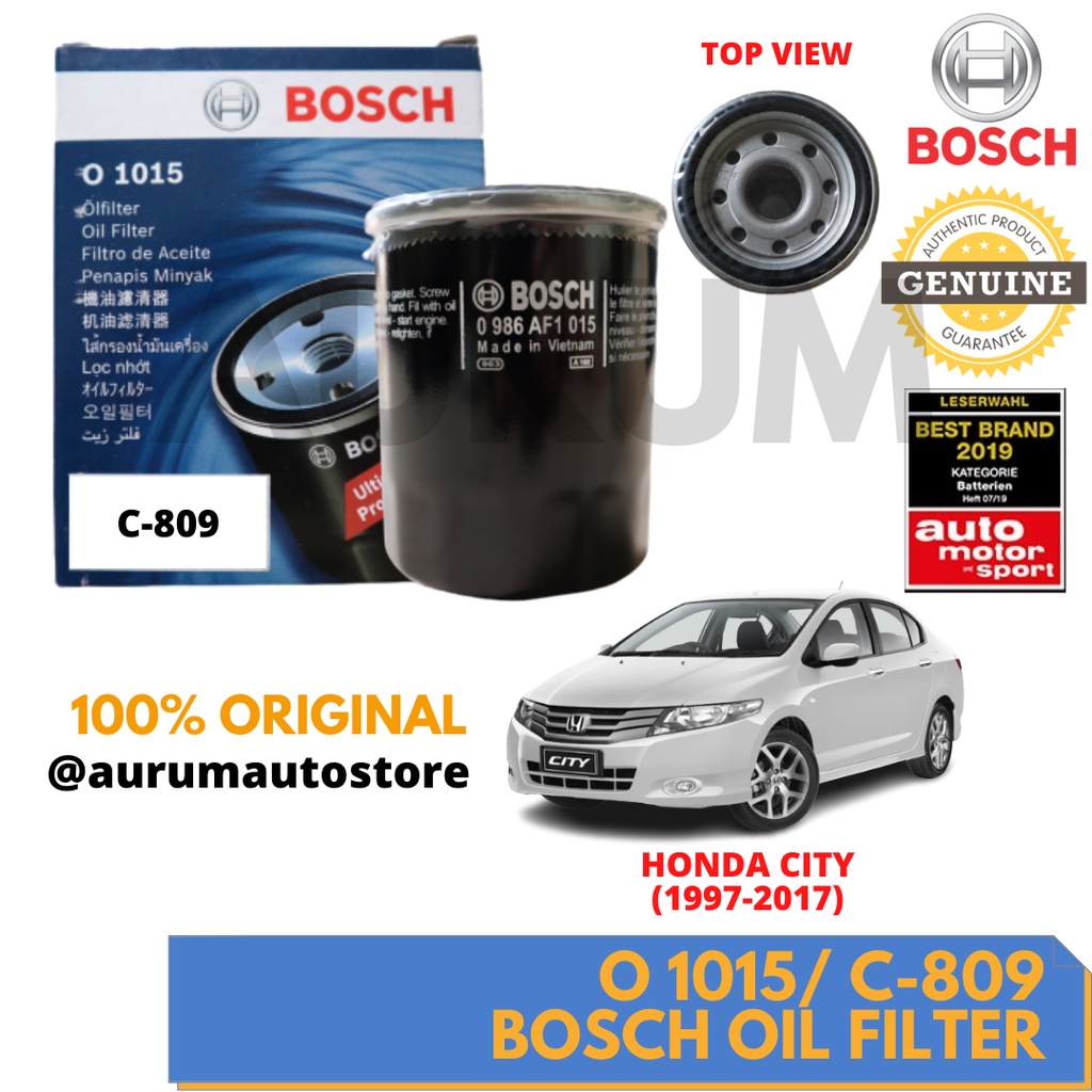 Bosch Oil Filter C-809 for Honda City 1997-2017 (O-1015) | Shopee ...