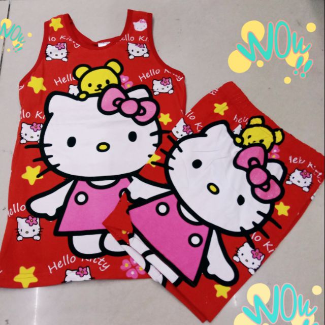 Terno short/sando for girls (Hello Kitty red) | Shopee Philippines