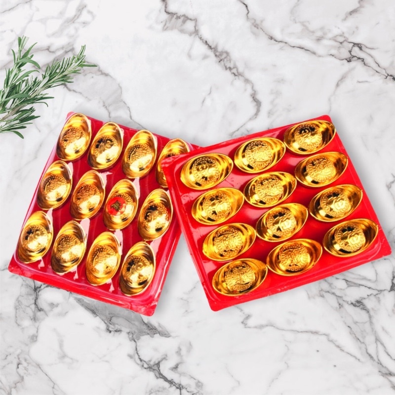 Feng Shui Gold Ingot Wealth Ingots Wealth Decorative Figurine 12pcs in ...