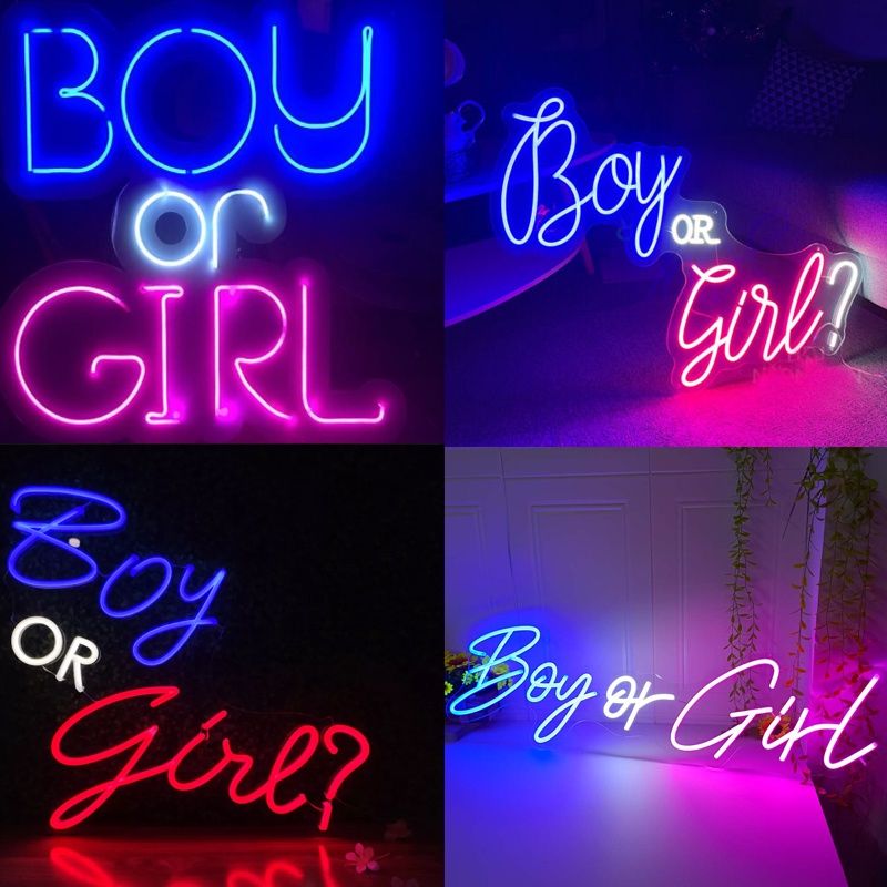 Deco LED Neon Sign Boy And Girl LED Light Sign 55x18cm Boy or Girl Wall ...