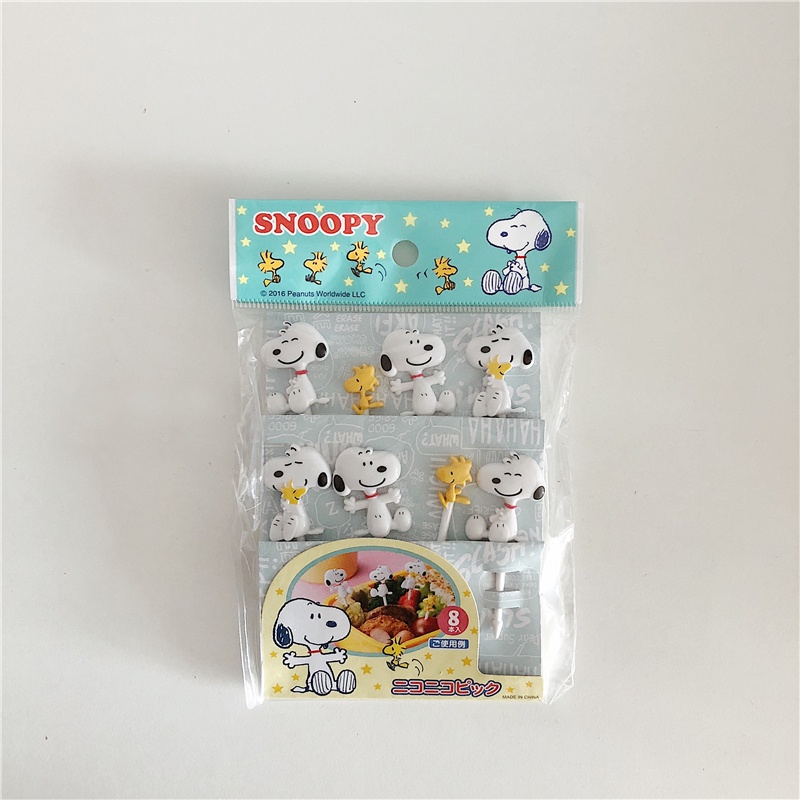 8pcs snoopy Cute Fruit Sign Cartoon Children's Fork Bento Japanese Portable Cake Insert | Shopee ...