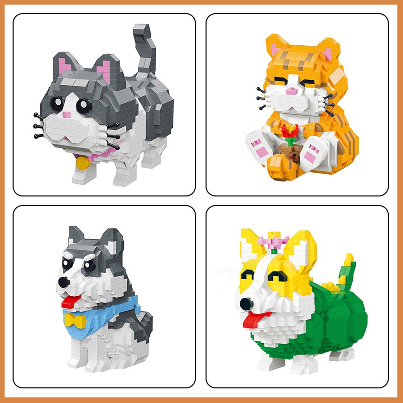 Sluban Creator Animals 834 Pcs Blocks Toys Corgi Husky Orange Cat Blue ...