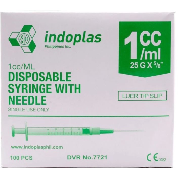 DISPOSABLE SYRINGE INDOPLAS 1CC - 1BOX | Shopee Philippines
