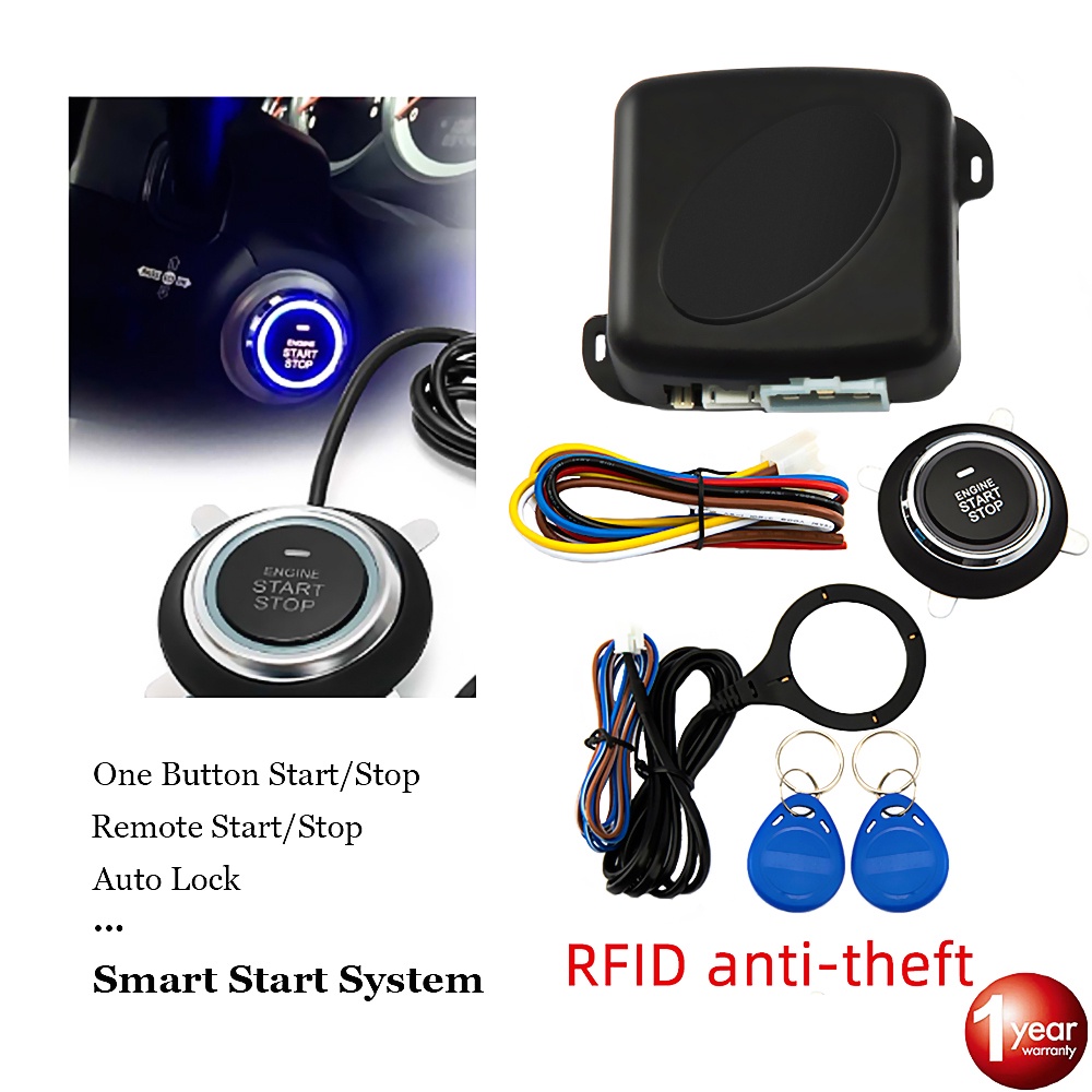 Car Alarm Start Stop Button Engine RFID Keyless Entry System Push ...