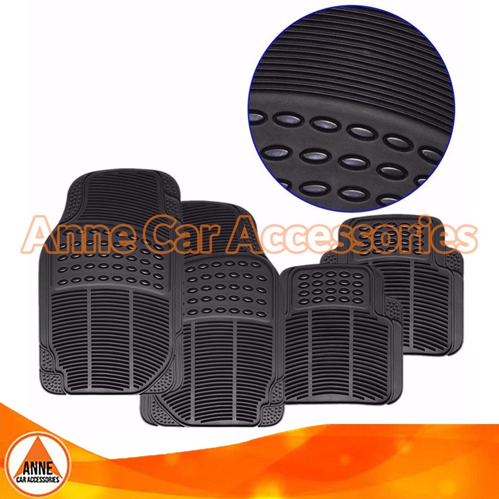 4 pcs/set Universal Car Floor Mat Rubberized Mattings Matting Premium ...