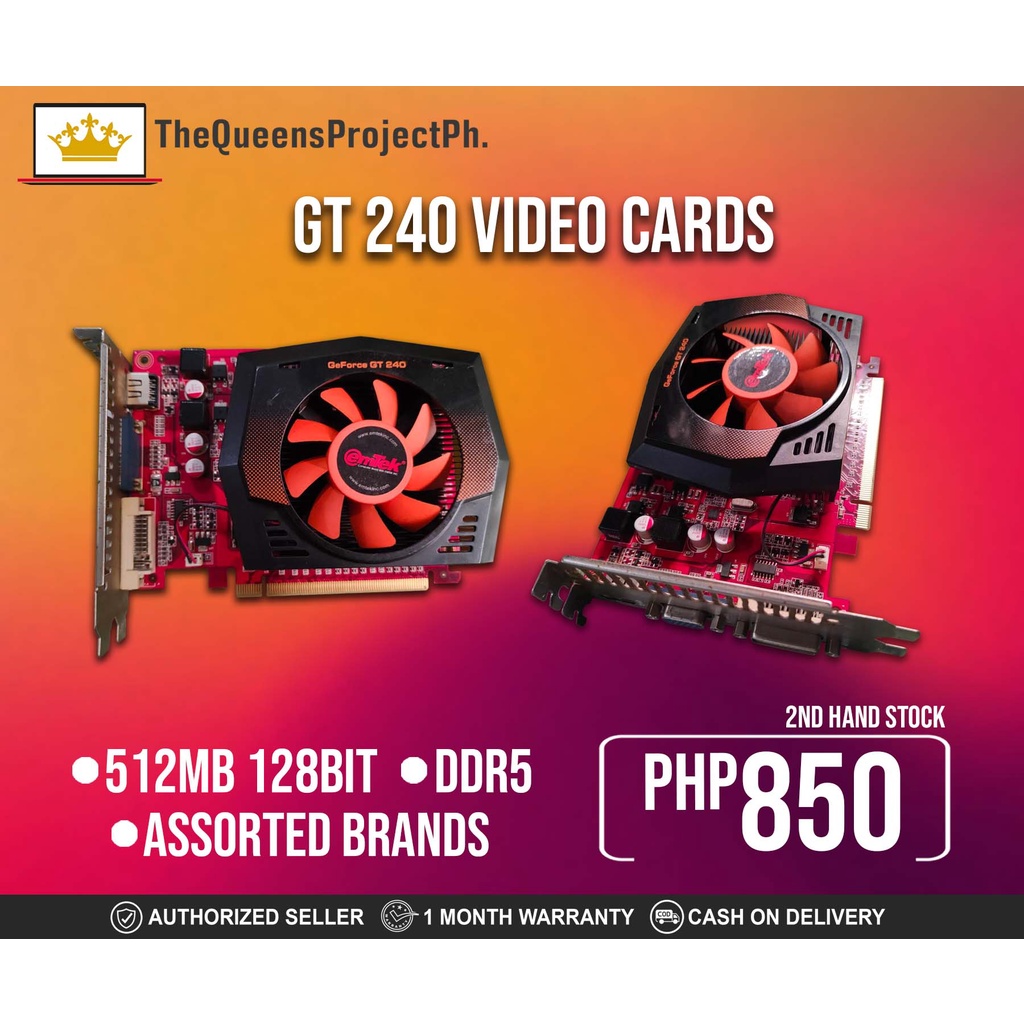 GT 240 Video Card 512mb 128bit DDR5 Assorted Brands | Shopee Philippines