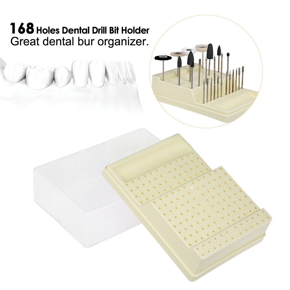 168 Holes Dental Bur Block Holder High Speed Bur Organizer Nail Drill ...