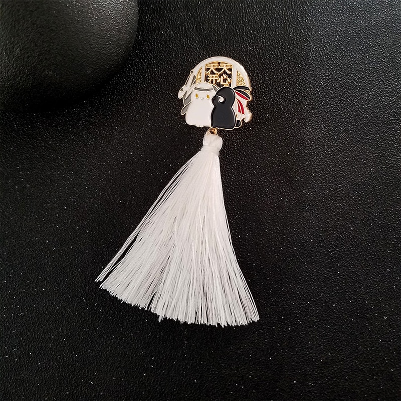 The Untamed Enamel Pin Black White Rabbits Tassel Brooch Bag Clothes ...