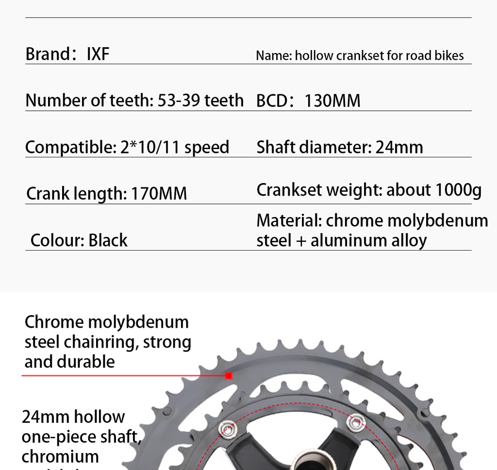 Jiankun Ixf Road Bike Crankset 110/130 Bcd Double Disc 20/22S Cranks ...