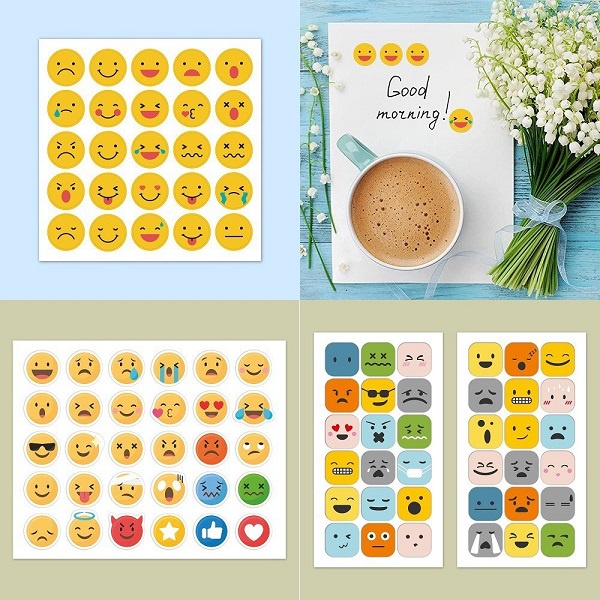 12Pcs Emoji Stickers Cute Smile Emoticons Stationery Stickers Mini ...