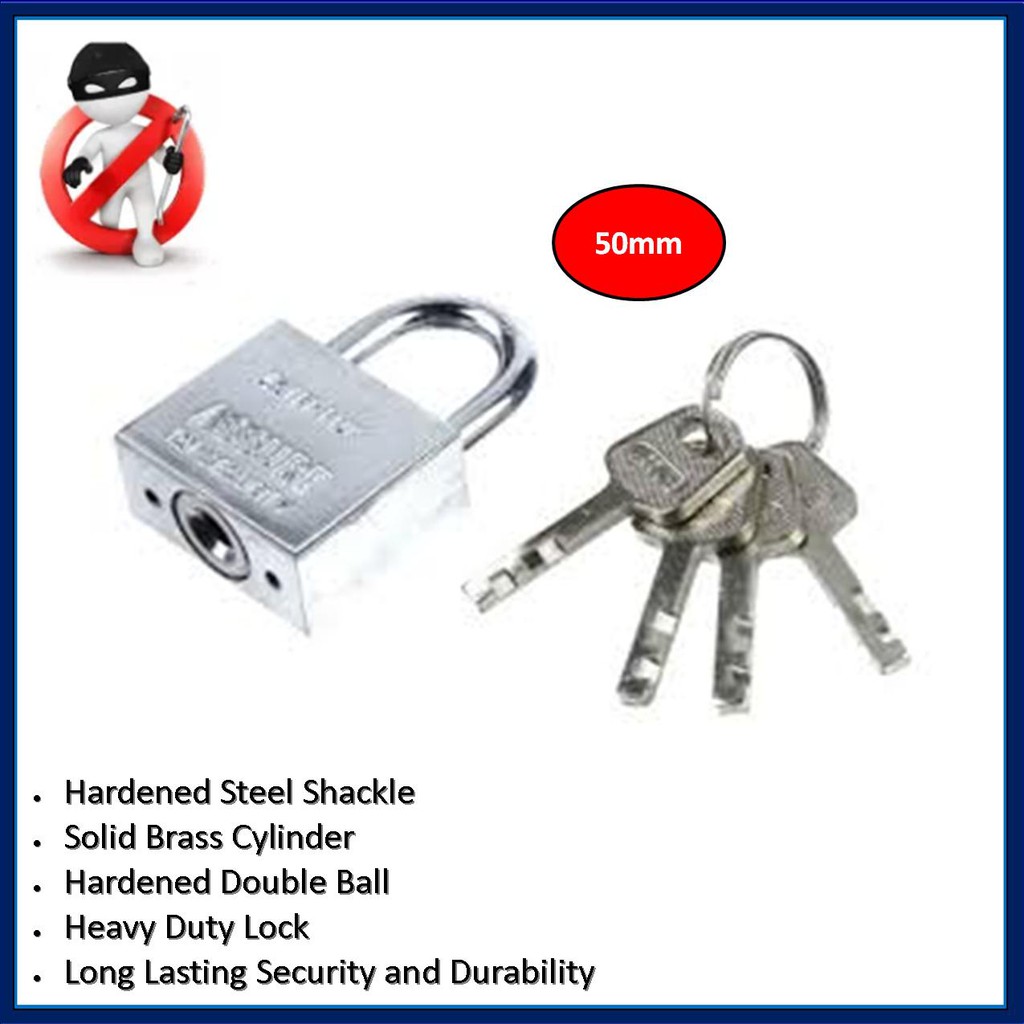 Solid Heavy Duty Security Door Lock 50mm Anti Cut Padlock Gate Lock ...