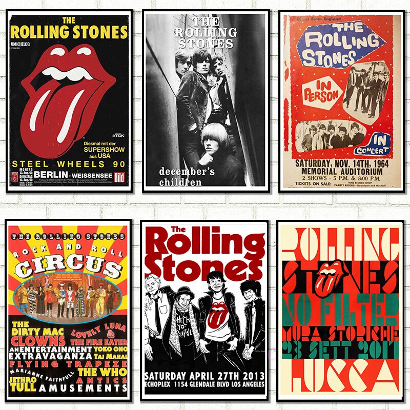 HIgh quality White paper Rock Band Poster Plaque Rolling Stones Paper ...