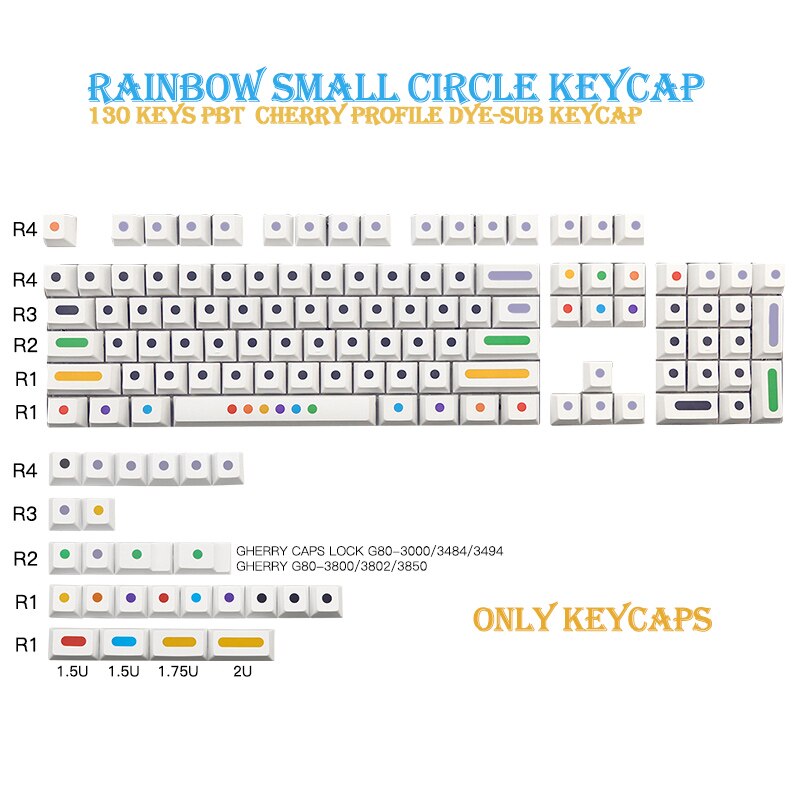 128 Keys PBT Keycap Cherry Profile DYE-SUB Personalized GMK Dots ...