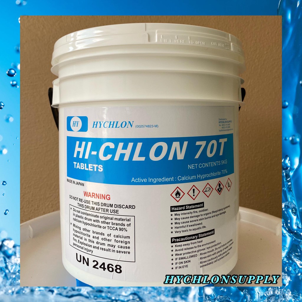 Chlorine Hi-Chlon 70T Tablet 1inch 5Kg (Japan) Swimming Pool Calcium ...