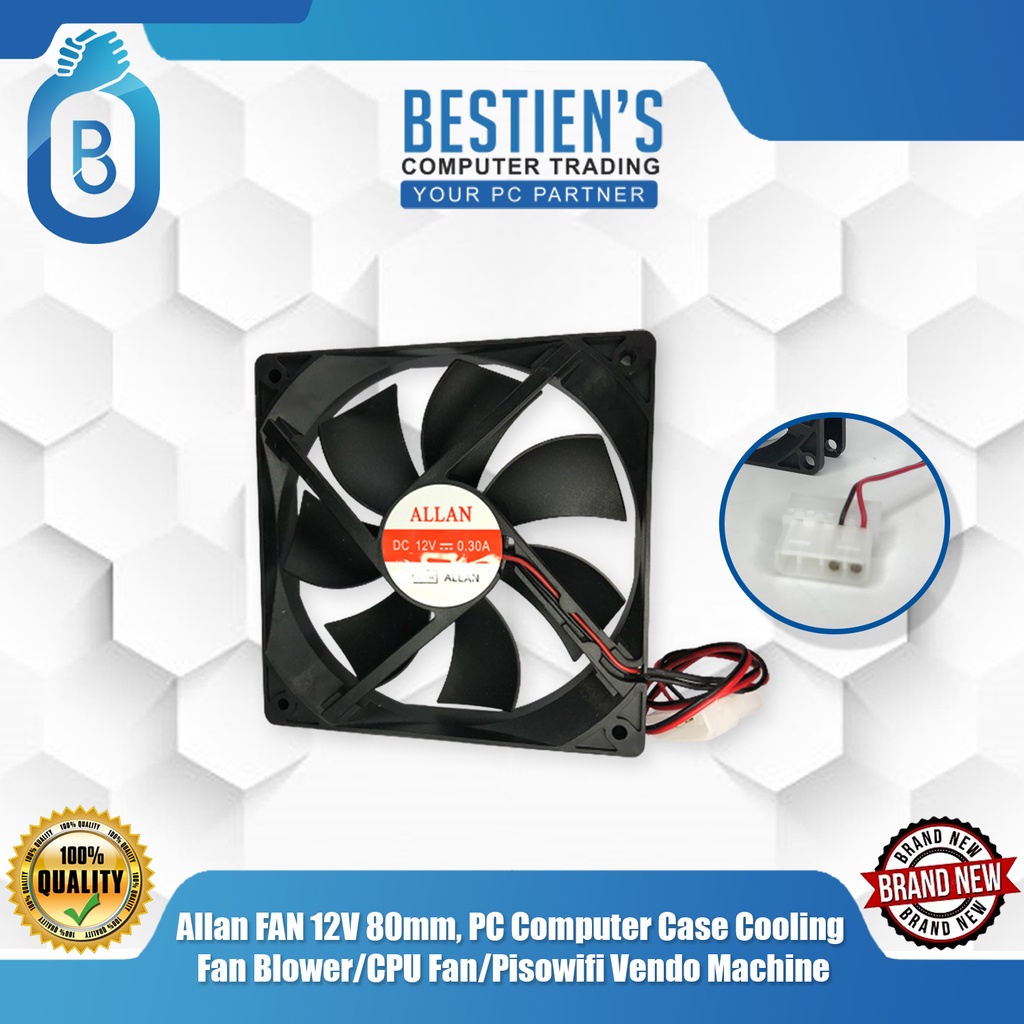 Allan FAN 12V 80mm, PC Computer Case Cooling Fan Blower/ CPU Fan ...