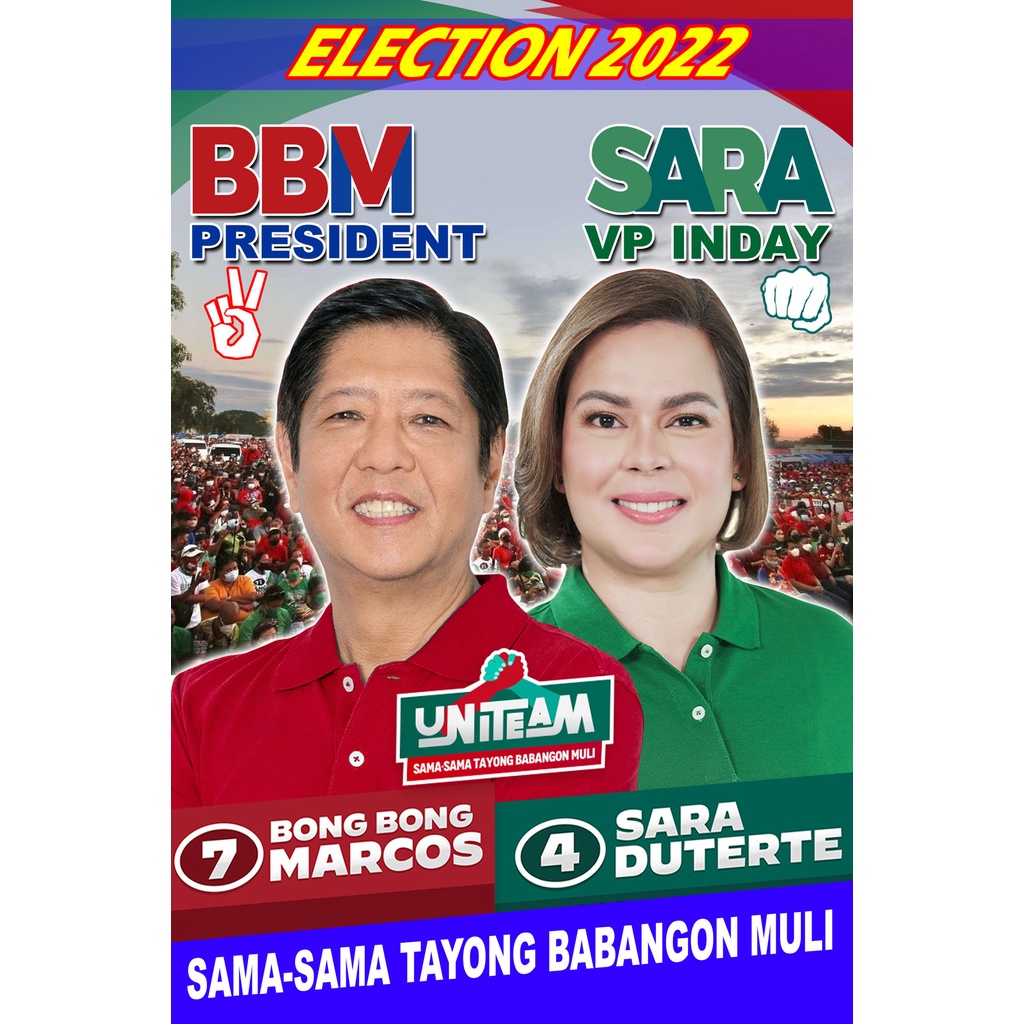Election Tarpaulin BBM Bongbong Marcos SARA Duterte 2ft x 3ft | Shopee ...