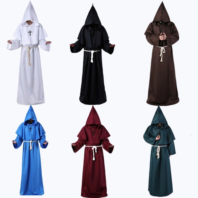 Halloween cosplay Costume Medieval Monk Robe Wizard Priest cos | Shopee ...