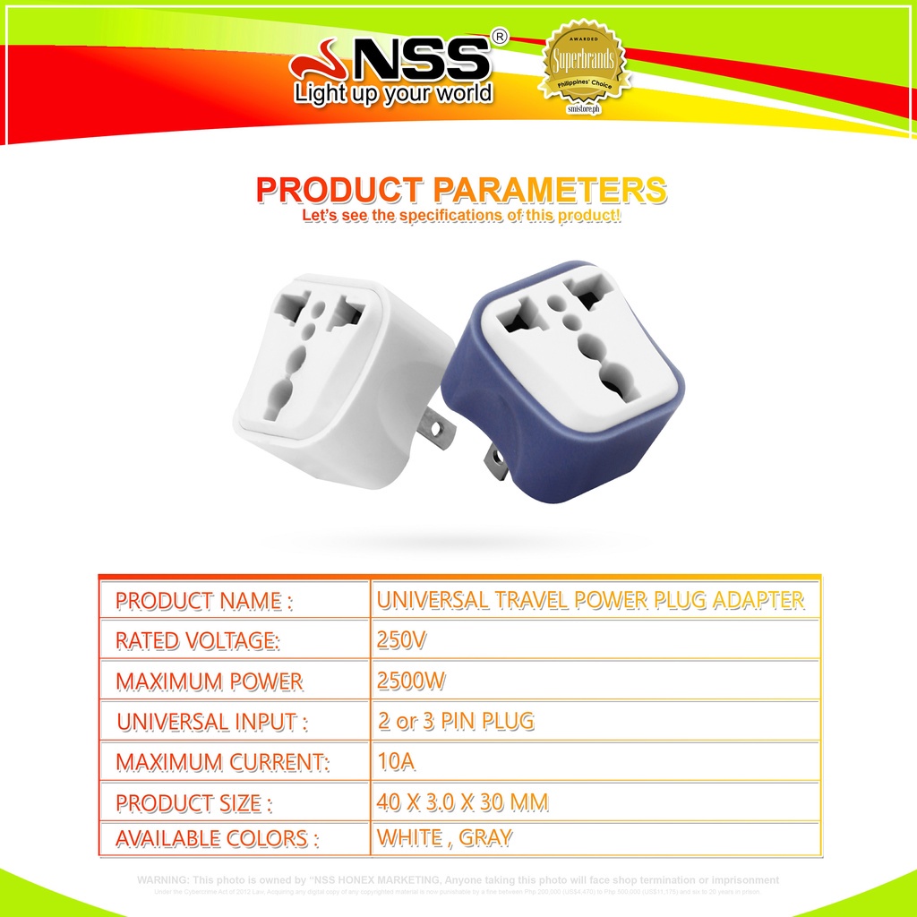 NSS Universal Adaptor All in 1 Travel Adapter Plug Electrical Converter ...