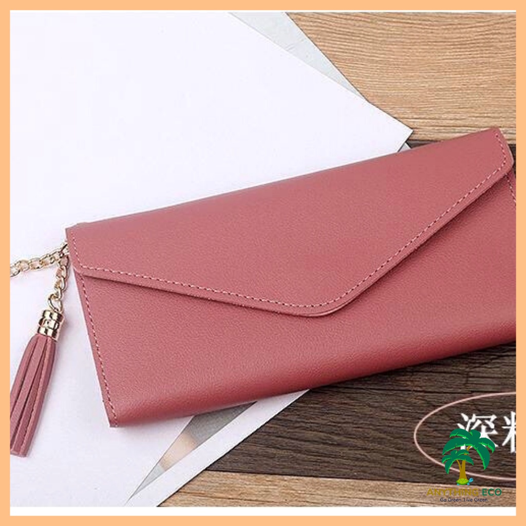 Customized BIG Korean Leather Pastel Wallet with Tassel ( Purse Wallet ...