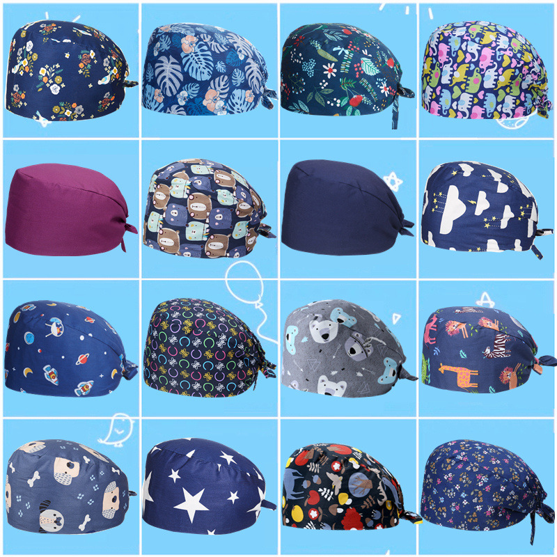 Printed Surgical Cap Female Cotton Operating Room Hat Male Spring and ...