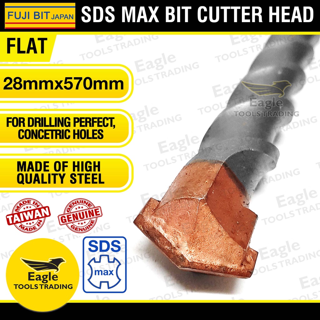 Fuji Bit Japan SDS Max Bit Cutter Head FLAT 28mmx570mm Tungsten Carbide ...