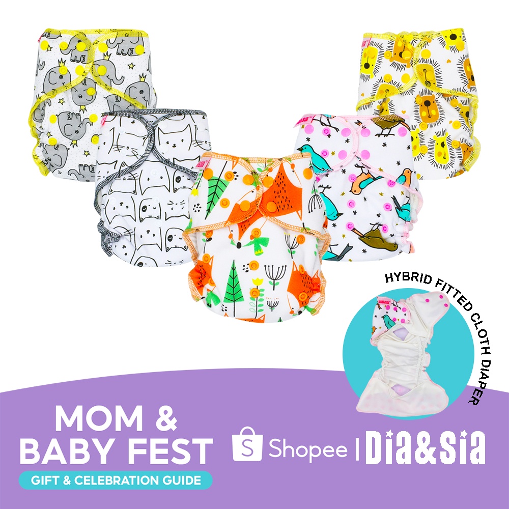 c Dia&Sia Premium Hybrid Fitted Pocket Style Cloth Diaper with 10L h e ...