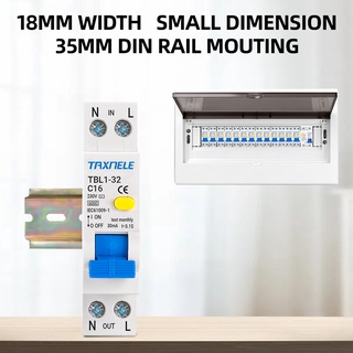 18MM Mini 230V 50/60Hz RCBO 1P+N 6KA Residual Current Differential Automatic Circuit Breaker ...