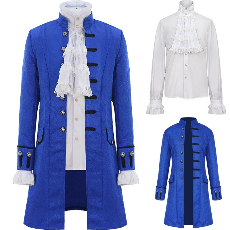Renaissance Medieval Steampunk MenTrench Coat and Shirt Set Vintage ...