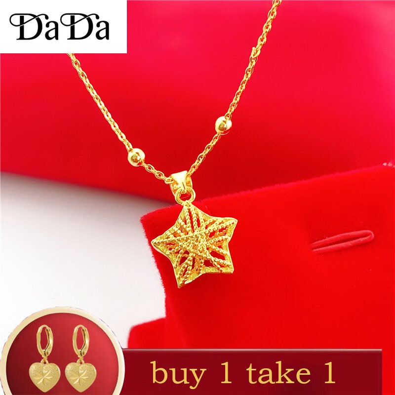COD Pawn 18k Saudi Gold Necklace Ladies One Net Love Deep Love Star ...