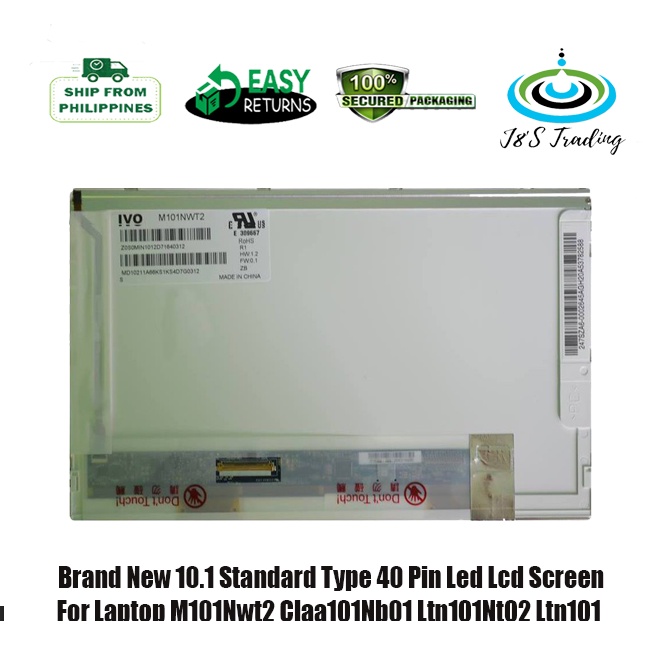 Standard Type 40 Pin Led Lcd Screen For Laptop M101Nwt2 Claa101Nb01 ...