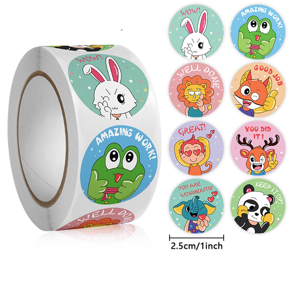 500pcs Kids Cute Animals Round Reward stickers for Children Teaching ...
