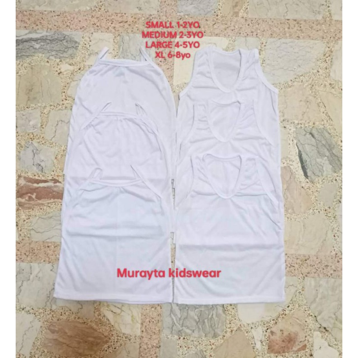 R24 White Sando and spag for kids boy and girl Cotton Fabric School ...