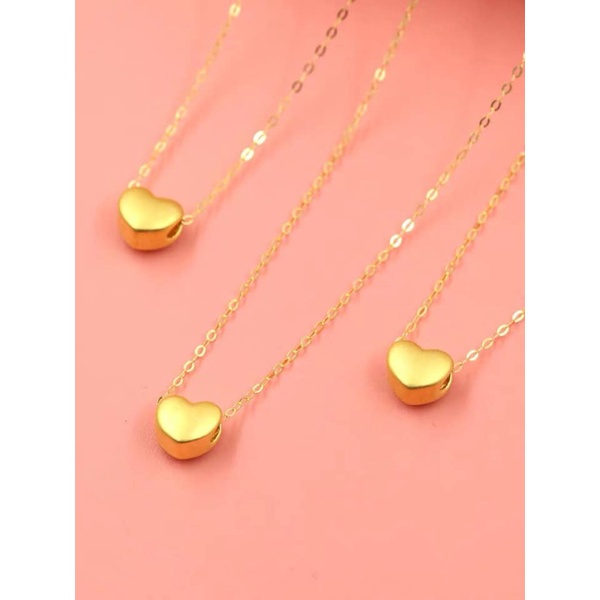 24k saudi Gold Whole Heart Pendant with 18k Saudi Gold Necklace ...
