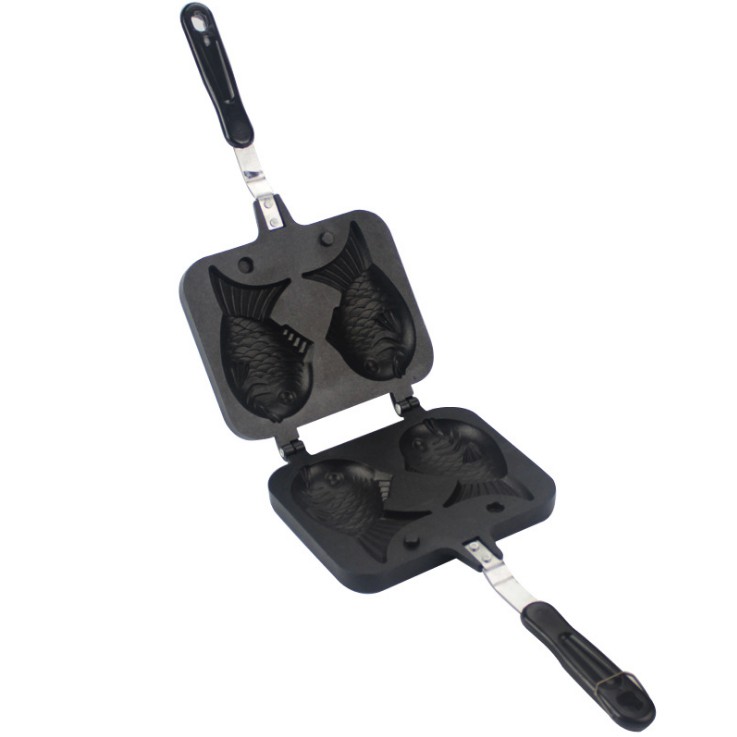 Taiyaki Double Fish Pan Handle Takoyaki Taiyaki stove pan cooker ...