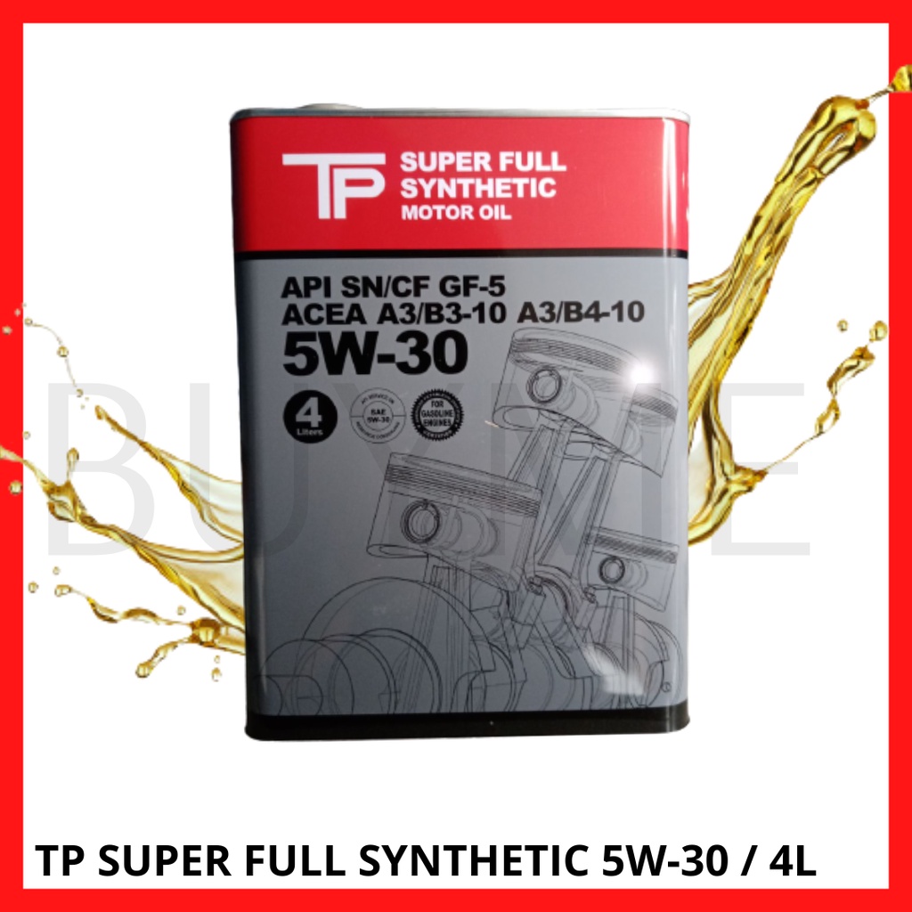 TP 5W-30 Super Full Synthetic Motor Oil (API SN/CF) - 4 LITERS | Shopee ...